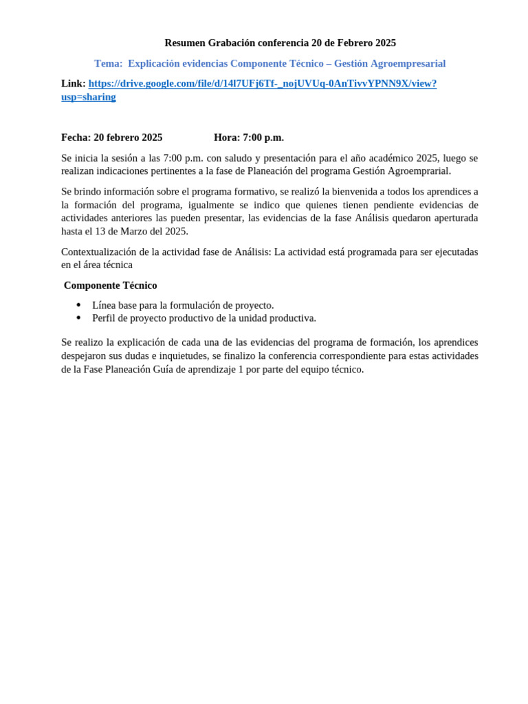 Temática Bases Técnicas para La Formulación de Proyectos Evidencia GA1-280301200-AA1-EV01 y ...