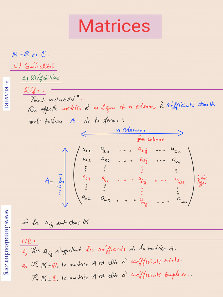 Matrices Cours | PDF