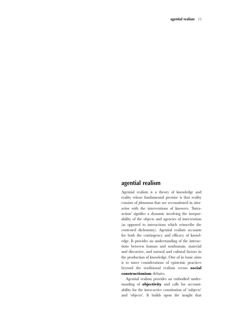 Barad - Agential Realism (Entry From Encyclopedia of Feminist Theories ...