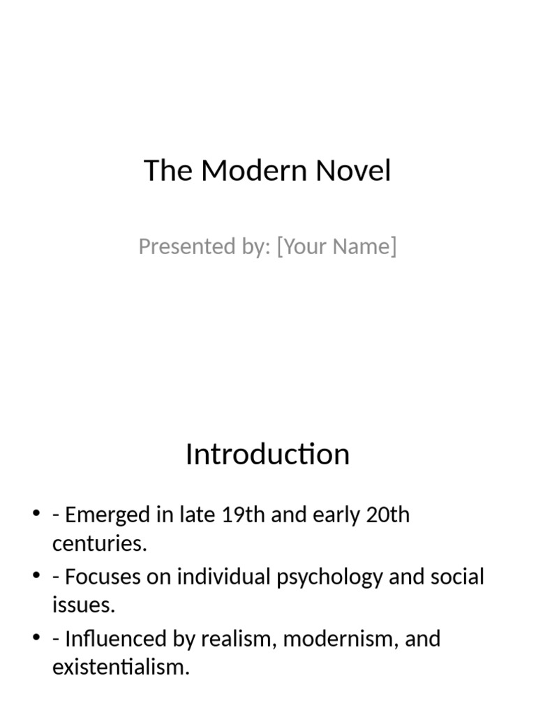 Characteristics of the Modern Novel | PDF