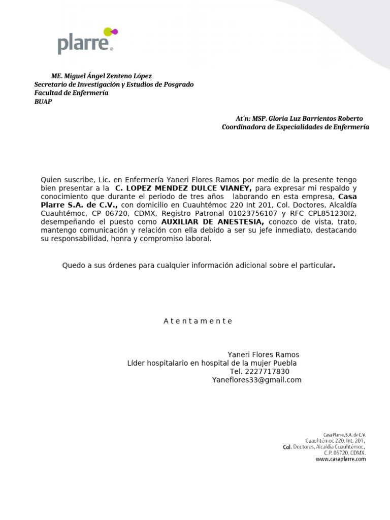 Carta Patronal - CASA PLARRE | PDF