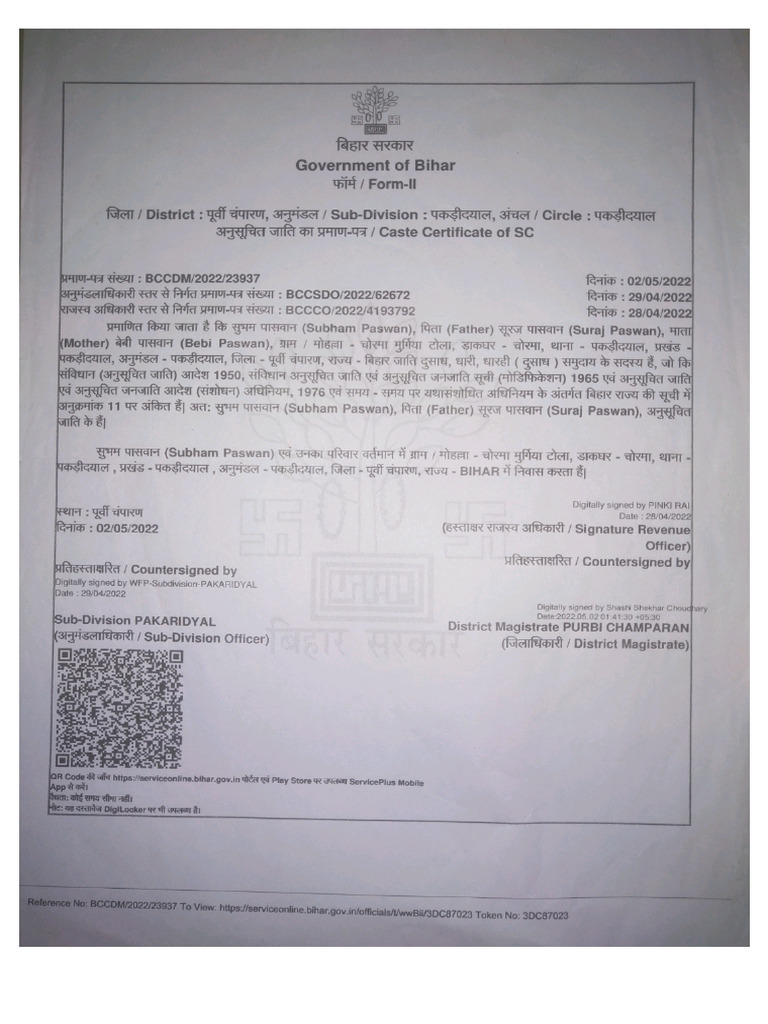 Cast Cetificate Subham | PDF