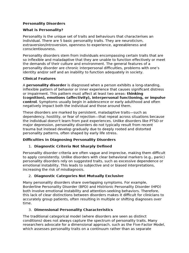 PERSONALITY DISORDERS NOTES | PDF | Antisocial Personality Disorder ...