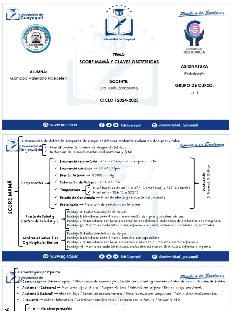 Score Mamá y Claves Obstetricas | PDF | El embarazo | Hipertensión