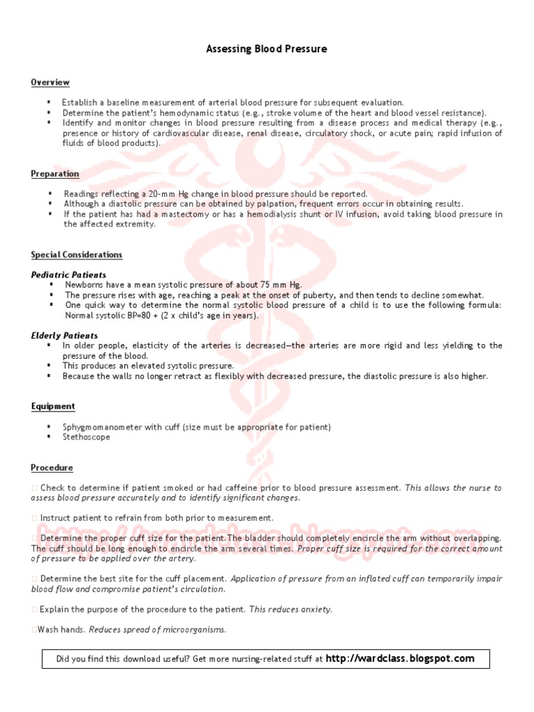 Assessment - Blood Pressure | Download Free PDF | Blood Pressure | Pulse