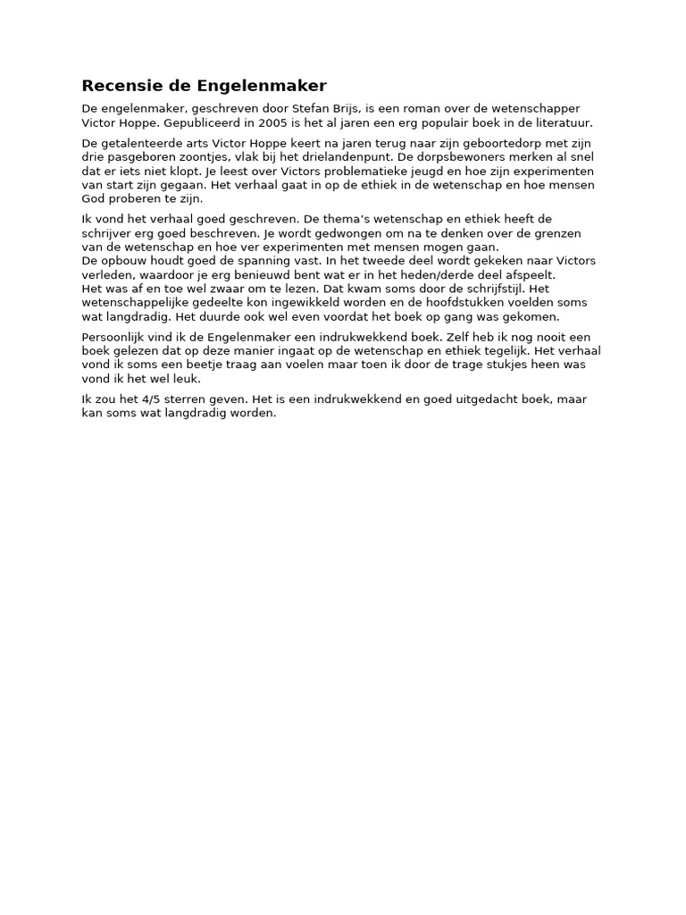 Recensie de Engelenmaker | PDF