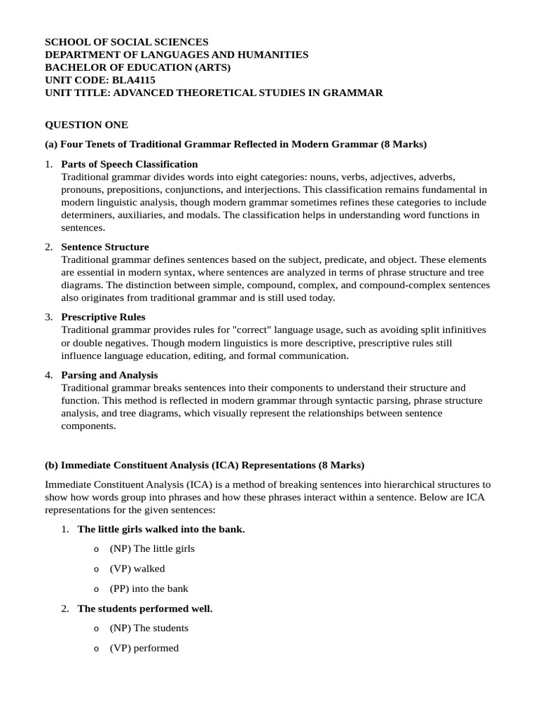 Advanced Grammar Theories Explained | PDF | Word | Syntax