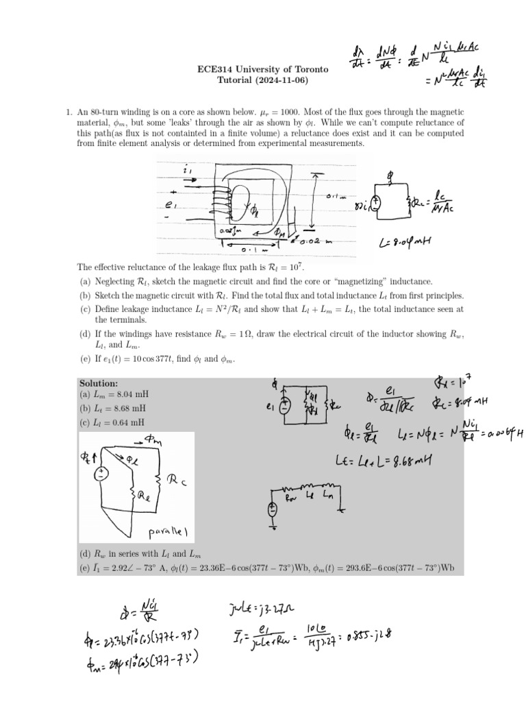 ECE314 2024 Tutorial Magnetics | PDF