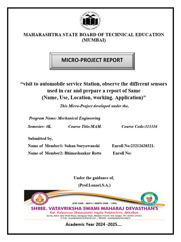 MAM Microproject Front Page (Sohan Suryawanshi) | PDF