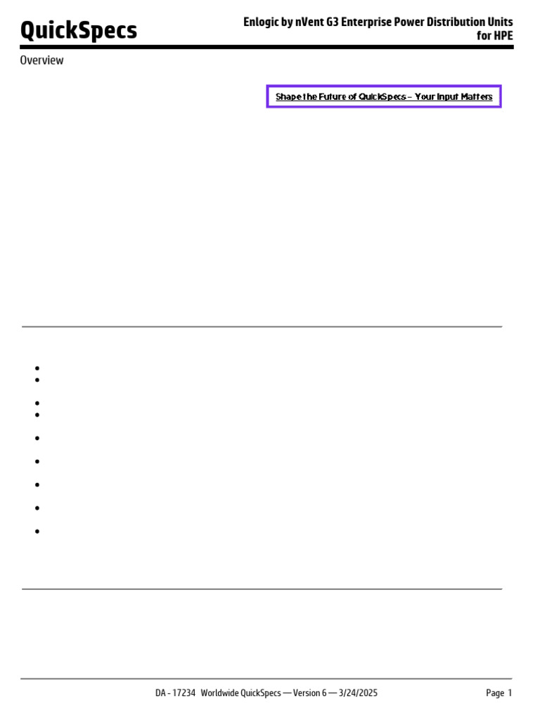 Enlogic by Nvent G3 Enterprise Power Distribution Units For HPE | PDF ...