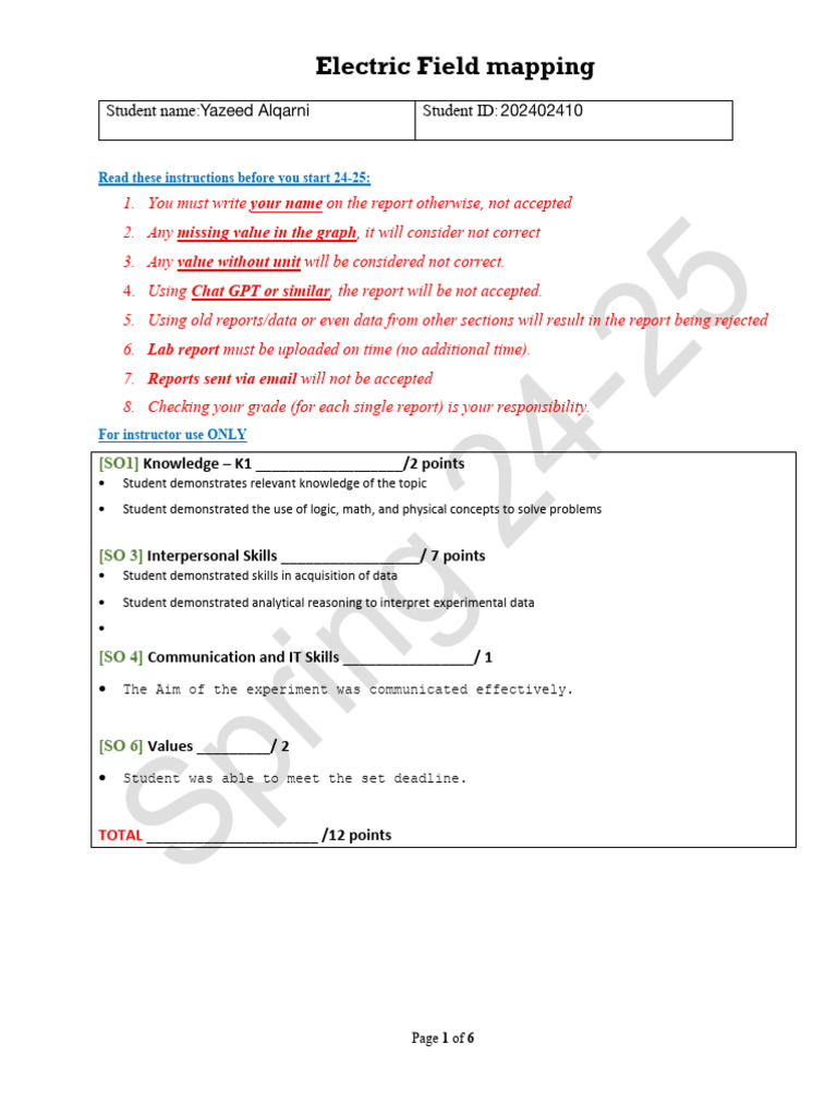 03 Electric Field Mapping (Report Document) | PDF | Voltage | Electric ...