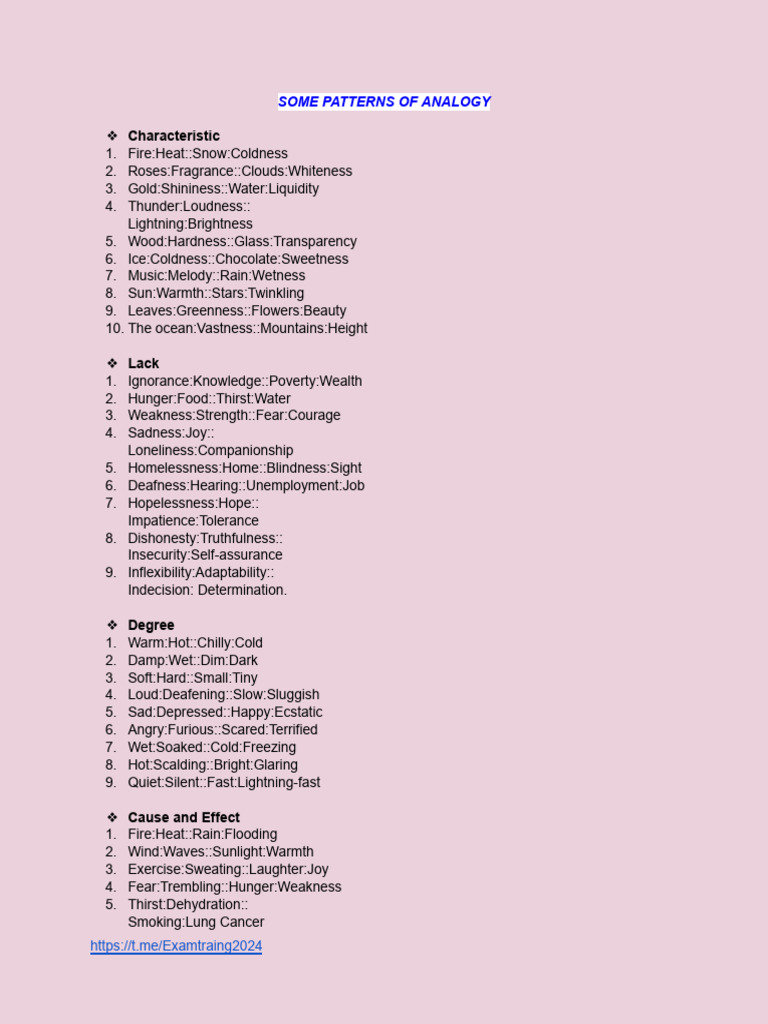 SOME PATTERNS OF ANALOGY | PDF | Anxiety | Water