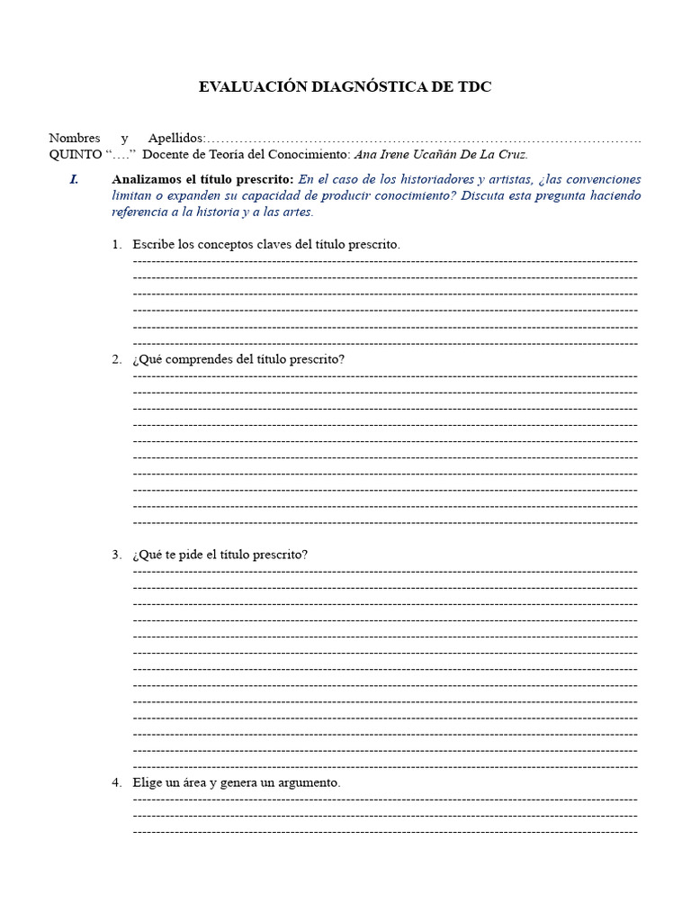 Evaluación Diagnóstica de TDC | PDF