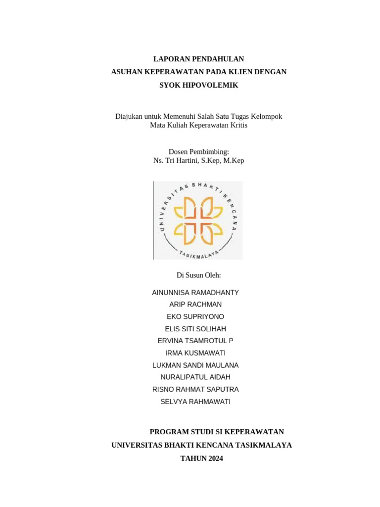 Tugas Kelompok LP Dan Kasus Syock Hipovolemik | PDF