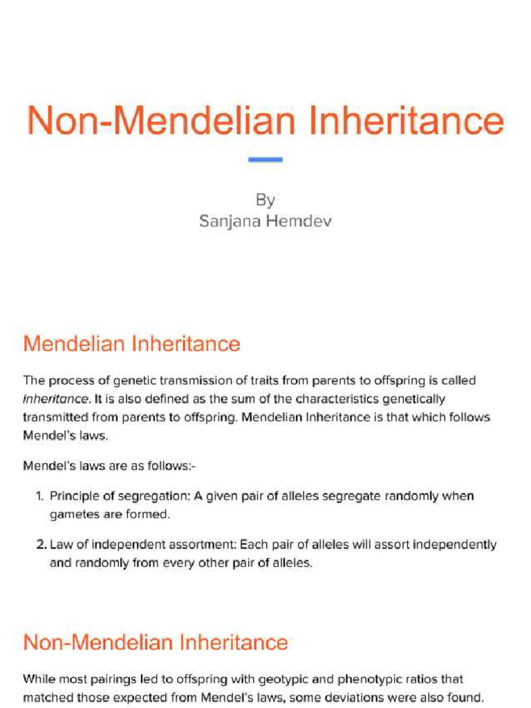 Non Mendelian Genetics | PDF
