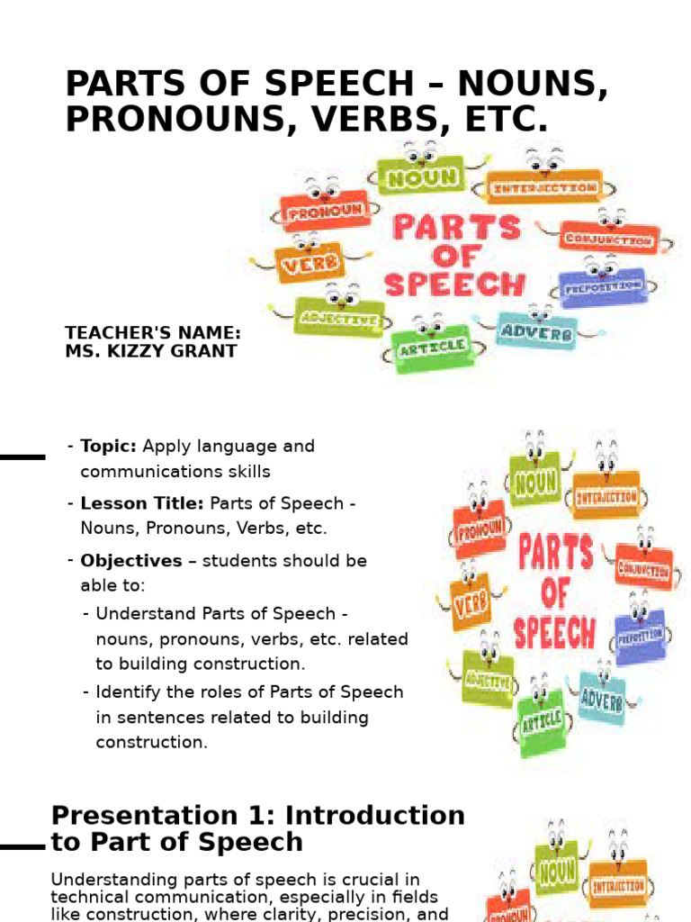PPT Parts of Speech - Nouns Pronouns and Verbs | PDF | Part Of Speech ...