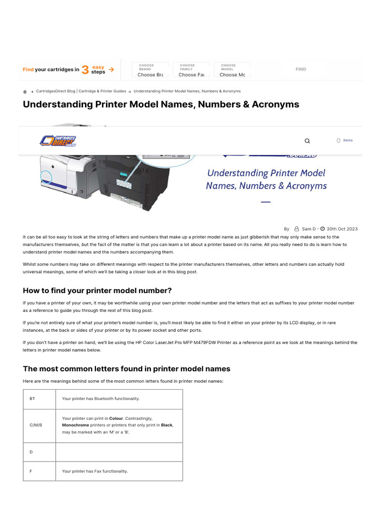 Understanding Printer Model Names, Numbers & Acronyms - CartridgesDirect | PDF | Printer ...