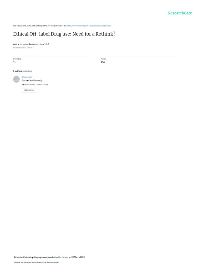 Ethical Off-Label Drug Use Need For A Rethink | PDF | Angiogenesis | Pharmacy