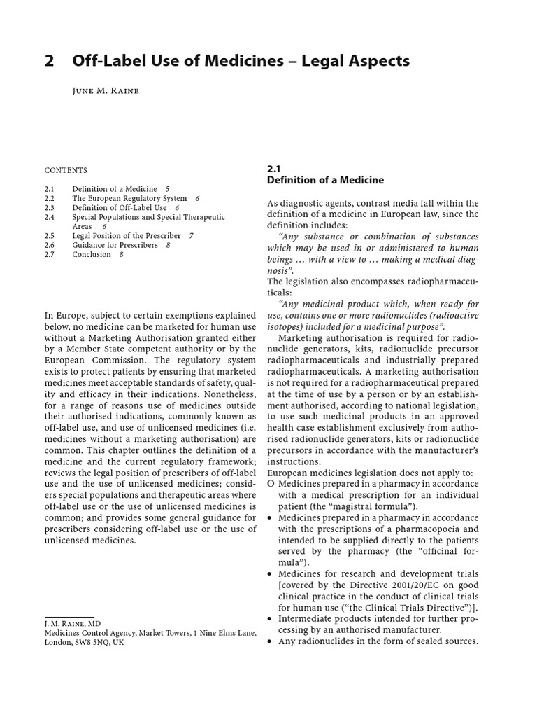 Offlabel Use of Medicines Legal Aspects | PDF | Medical Prescription ...