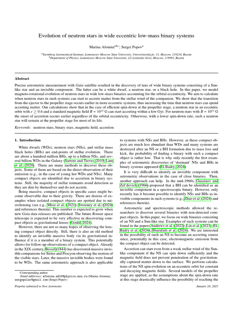 Evolution of Neutron Stars in Wide Eccentric Low-Mass Binary Systems | PDF | Stars | Spin (Physics)