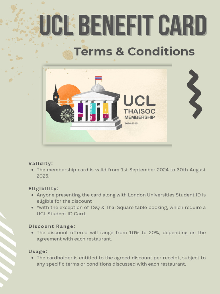 UCL BENEFIT Card Discounts & Terms | PDF