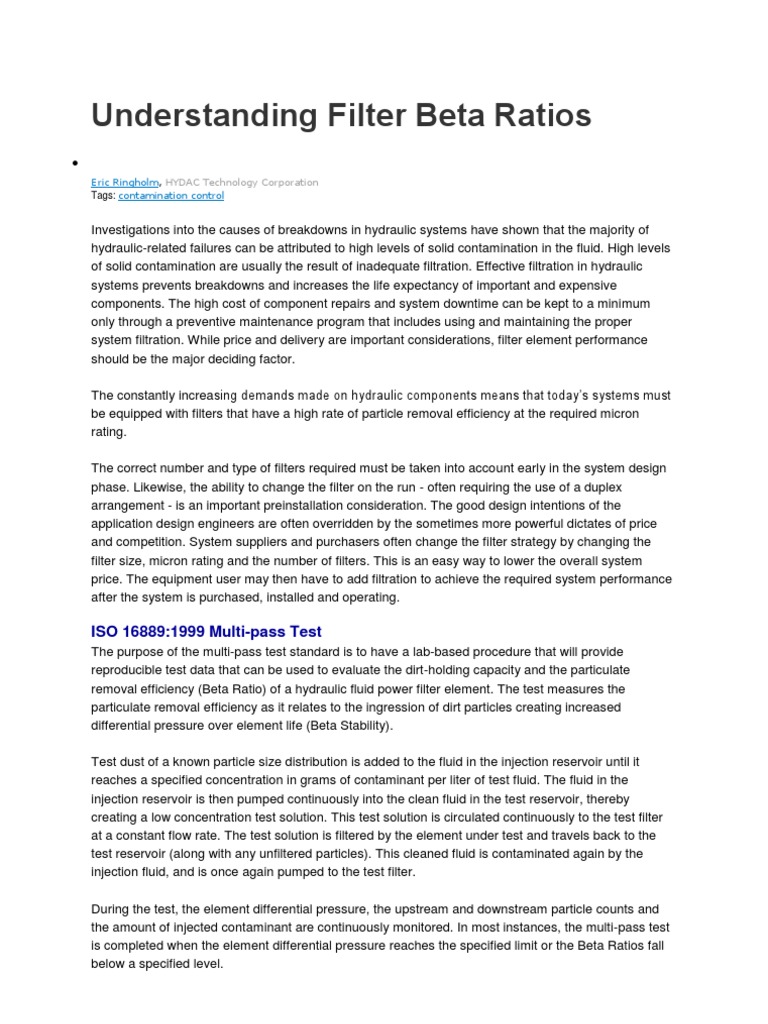 Filter Beta Ratios | PDF | Filtration | Software Testing