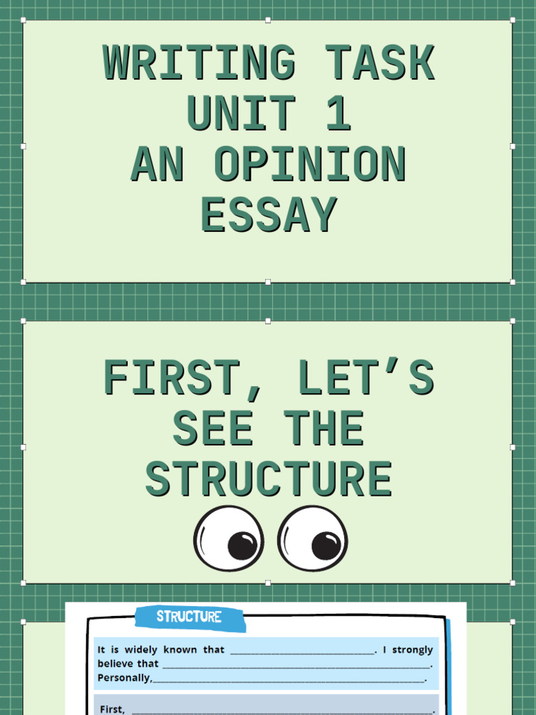 Writing Task Unit 1 An Opinion Essay | PDF