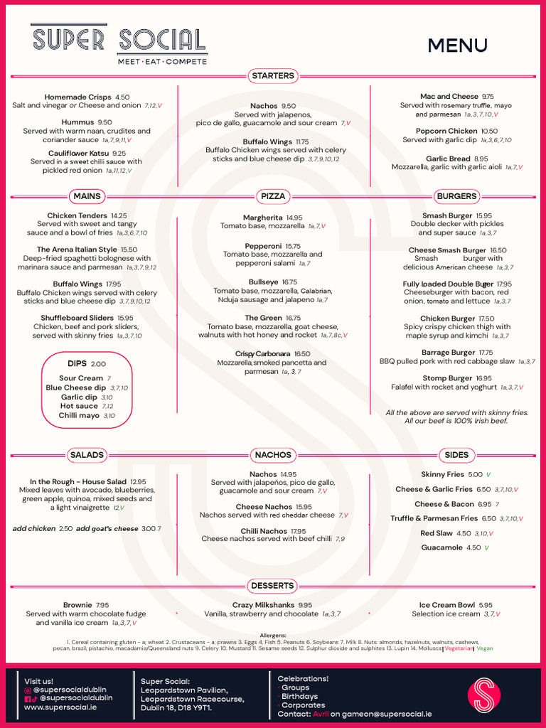 Super Social Menu Jan 2025 | PDF | Hamburgers | Coleslaw