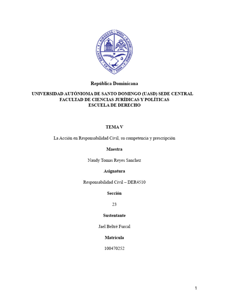 Tema Cinco Version Lectura | PDF | Procedimiento Civil | Daños y perjuicios
