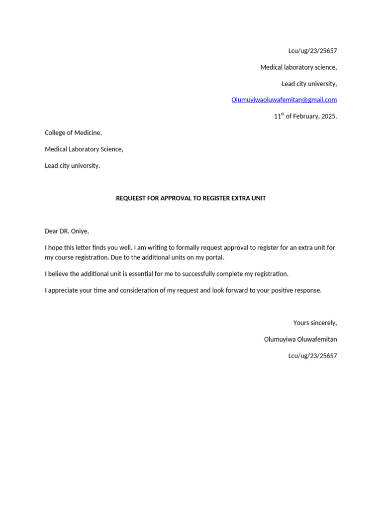 Request for Extra Unit Approval | PDF