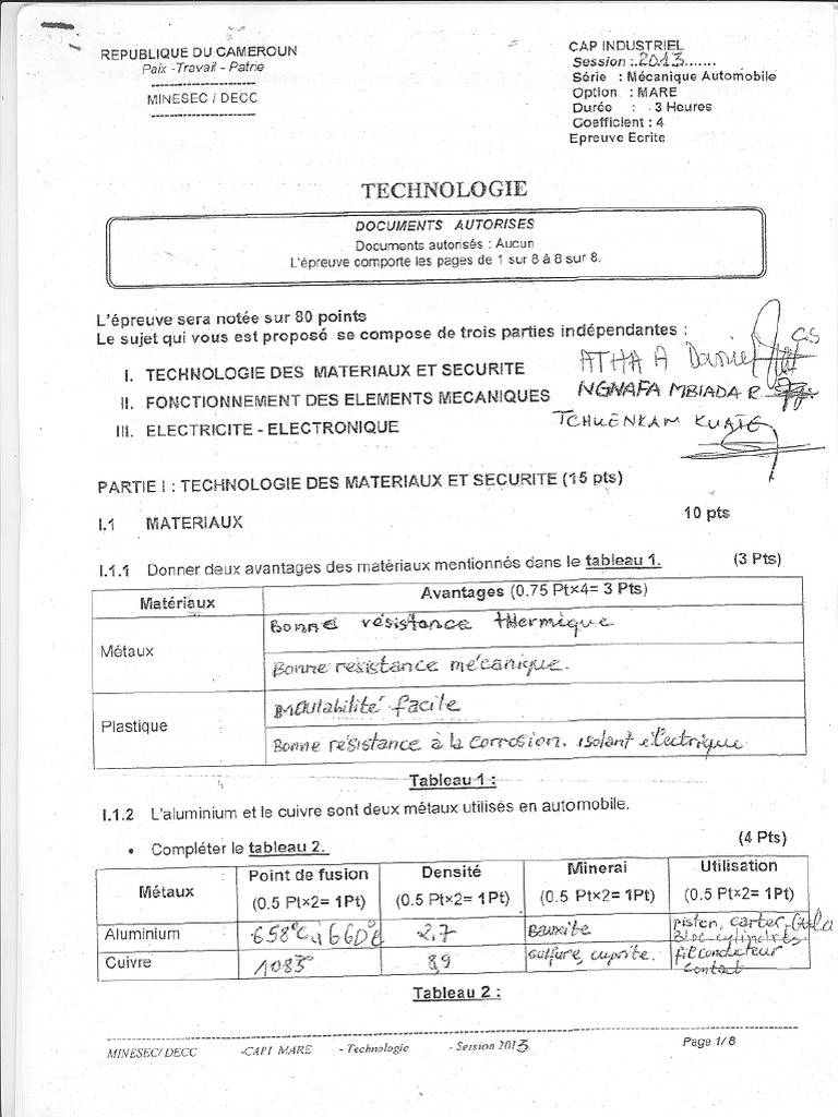 orniformation-cap-2013-epreuve-harmonisé-corrigé-technologie-MARE | PDF