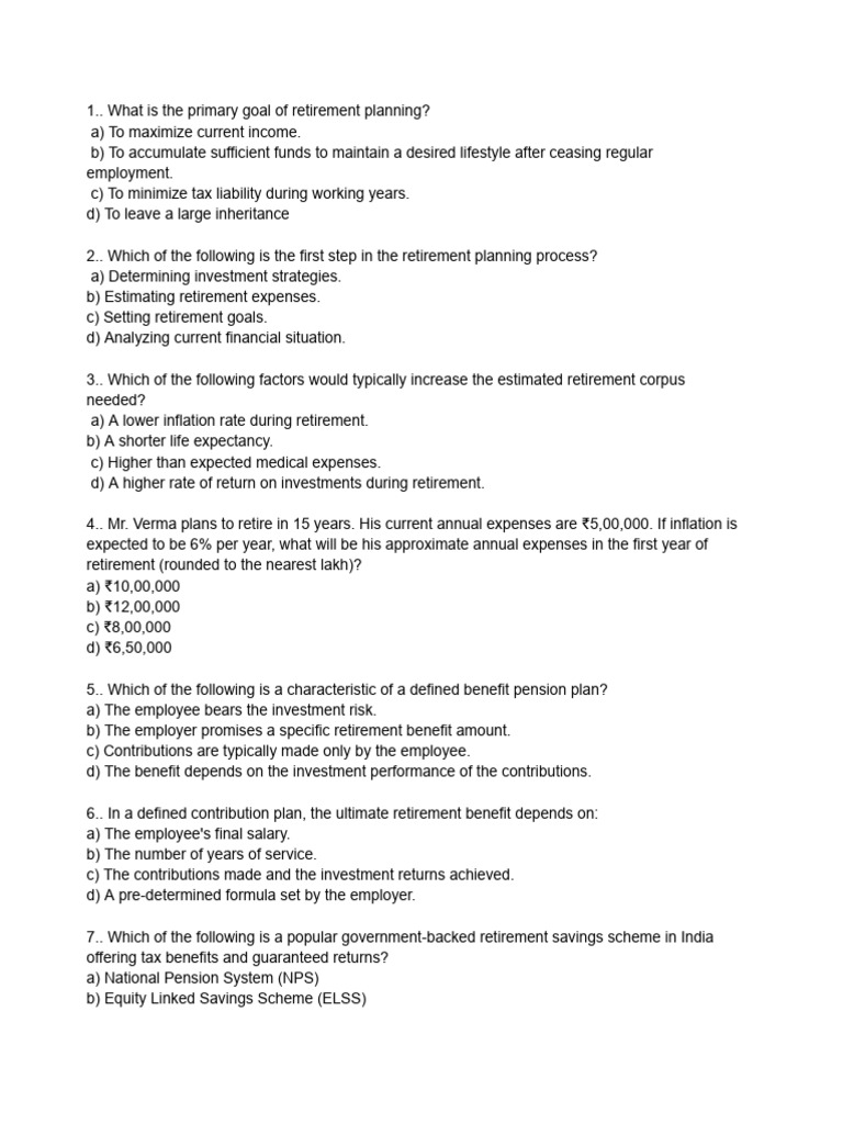 Retirement planning 50 questions - Google Docs | PDF | Retirement | Pension