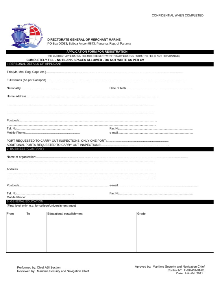 Copia-de-F-GPASI-01-01-Application-Form-ASI-julio-de-2011 PANAMA | PDF ...