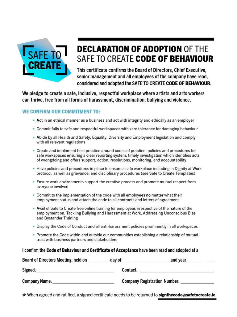 Safe To Create Declaration of Adoption Eng-1 | PDF | Employment ...