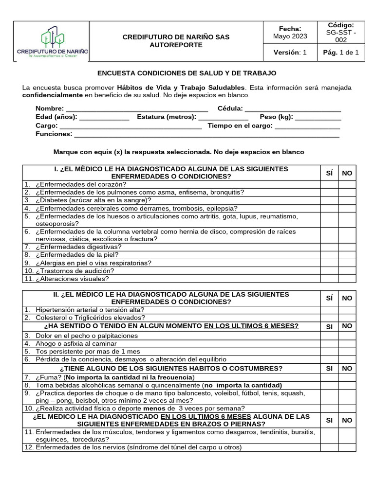 Encuesta Condiciones de Salud - Morbilidad Sentida | PDF | Síndrome del ...