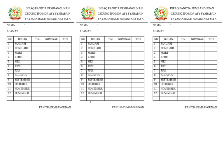 Rekap Infaq Pembangunan TPQ MDA | PDF