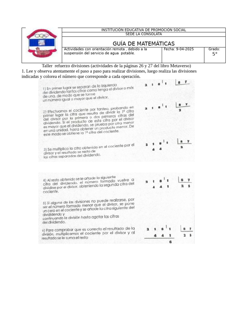 Guia Mate Quinto Trabajo Remoto 4-25 | PDF