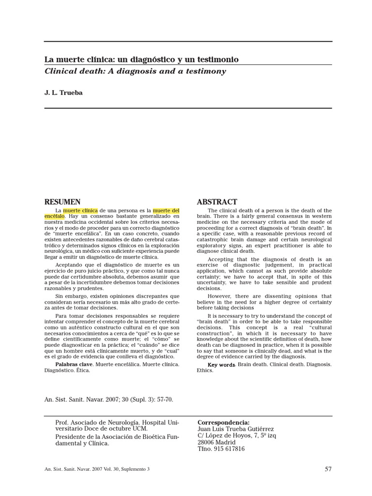 La Muerte Clínica | PDF | Muerte | Medicina CLINICA