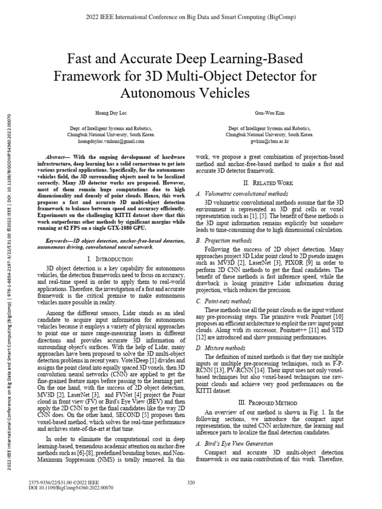 Fast And Accurate Deep Learning Based Framework For 3d Multi Object