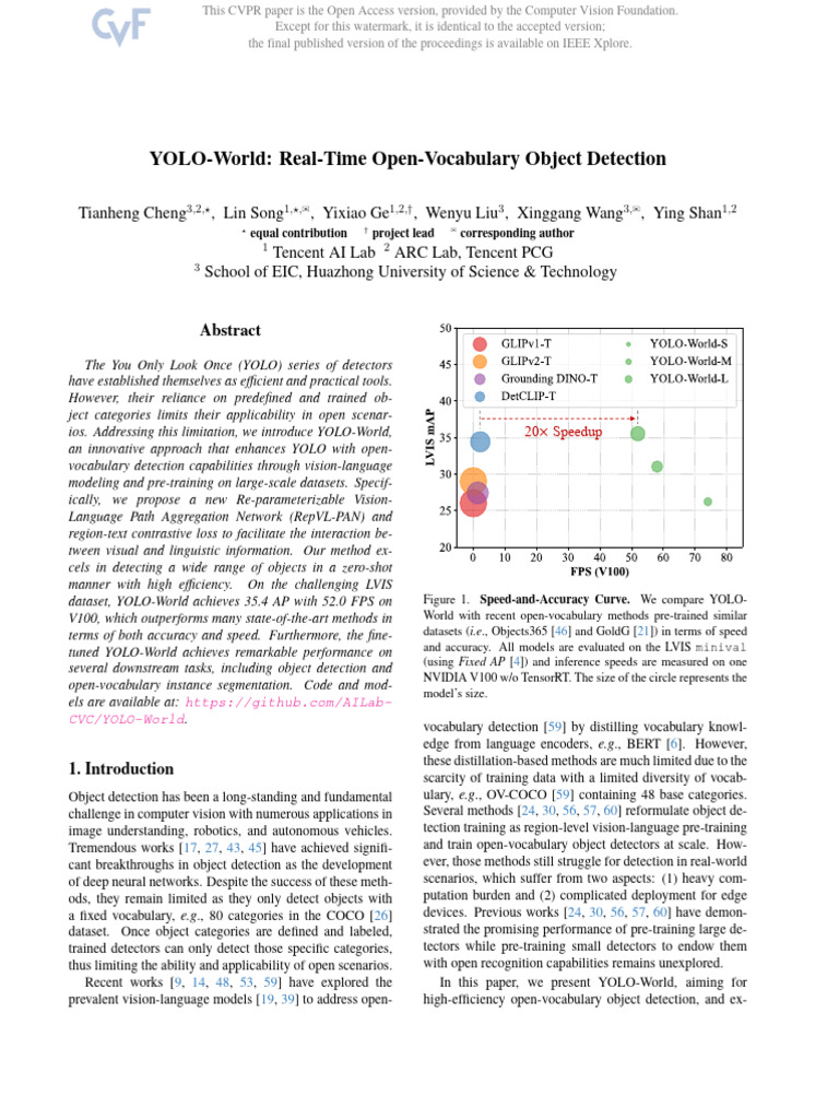 Cheng YOLO-World Real-Time Open-Vocabulary Object Detection CVPR 2024 Paper | PDF | Computer ...