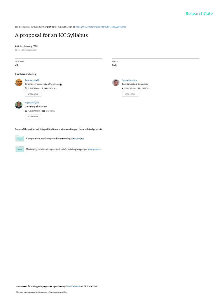A Proposal For An IOI Syllabus | PDF | Computer Programming | Mathematics