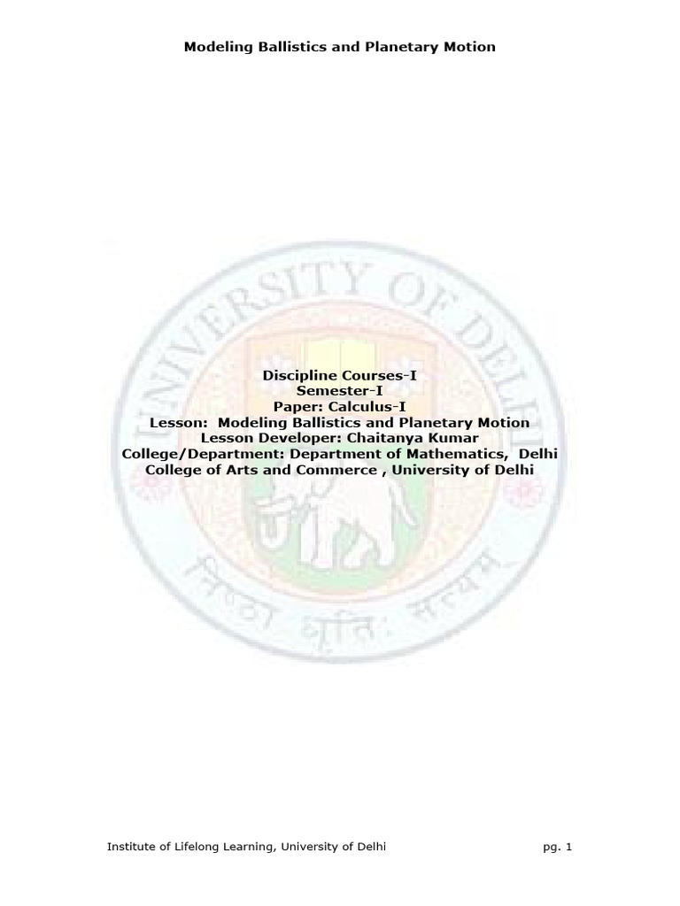 Modeling Ballistics and Planetary Motion | PDF | Orbit | Acceleration