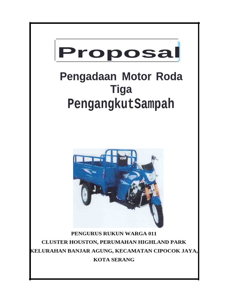 Proposal Pengadaan Motor Roda Tiga Cluster Houston-Edit | PDF