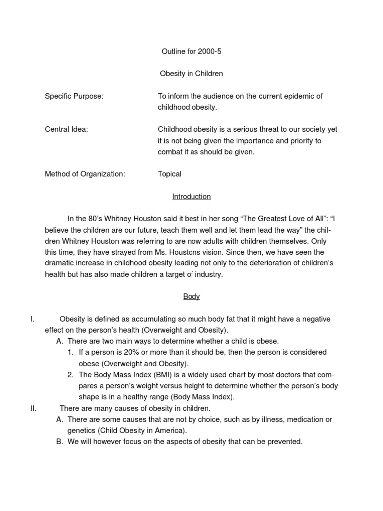 Childhood Obesity Outline | PDF | Childhood Obesity | Obesity