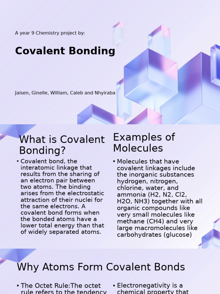 Covalent Bonding (Group Chemistry Project) | PDF | Chemical Bond ...