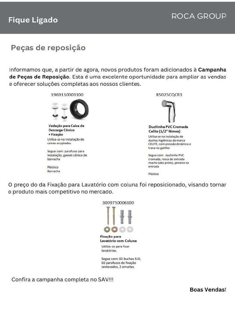 Comunicado Fique Ligado - Peças de Reposição | PDF
