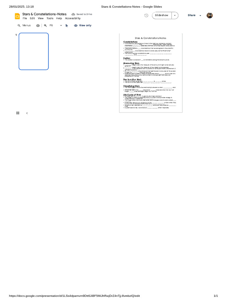 Stars & Constellations-Notes - Google Slides | PDF | Stars | Sun