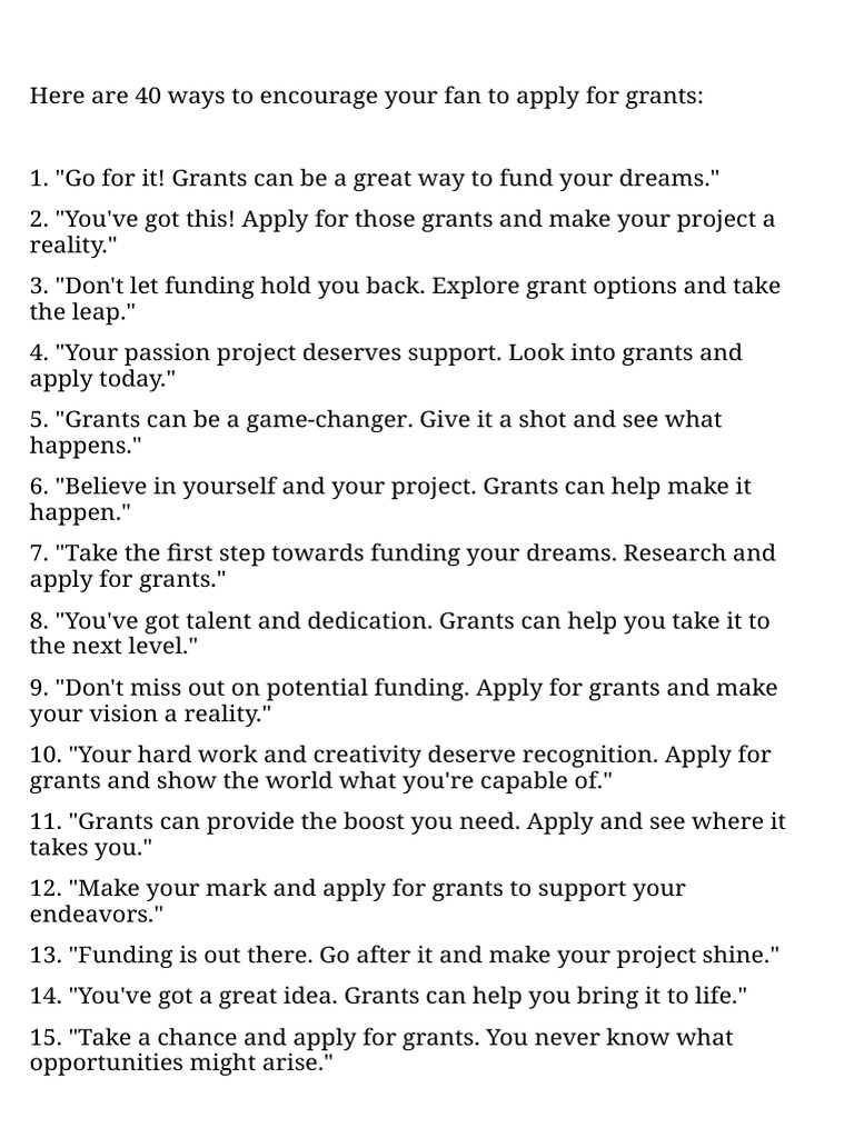 Encouragement to Apply for Grants | PDF