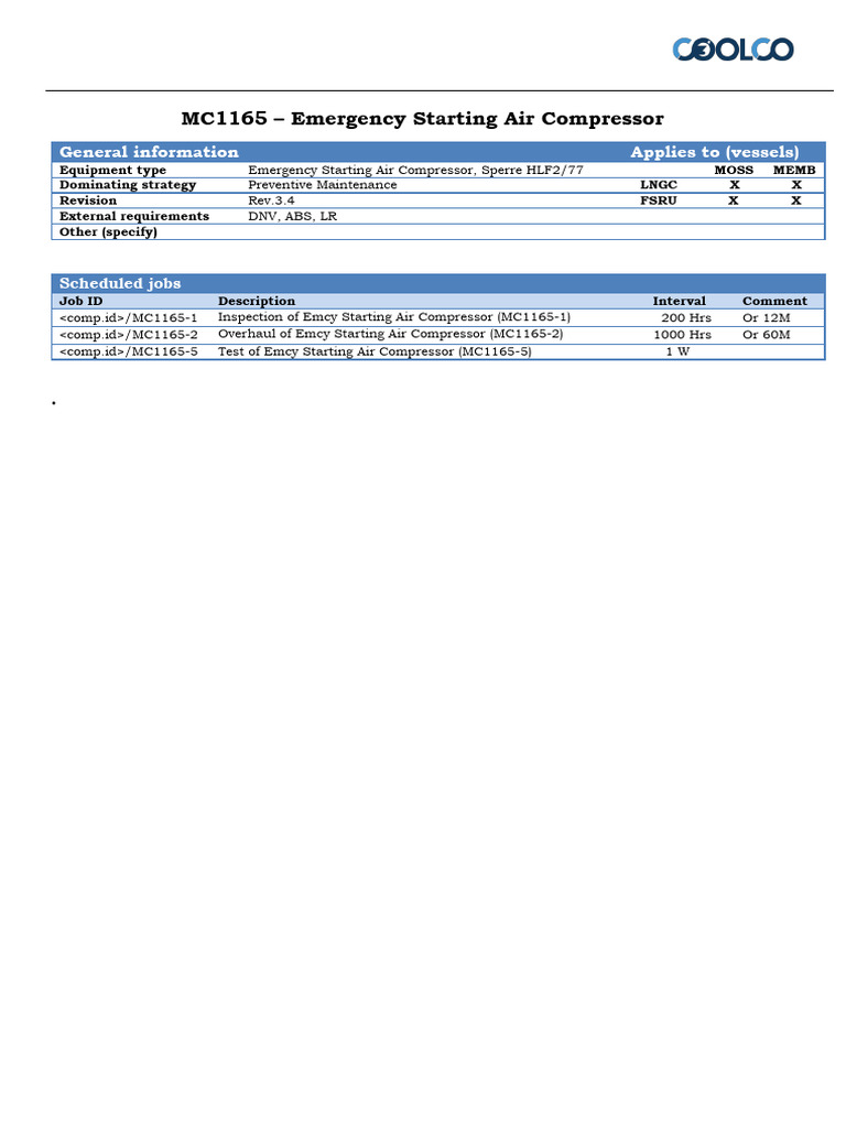 MC1165 - Emergency Starting Air Compressor | PDF | Valve | Mechanical Engineering