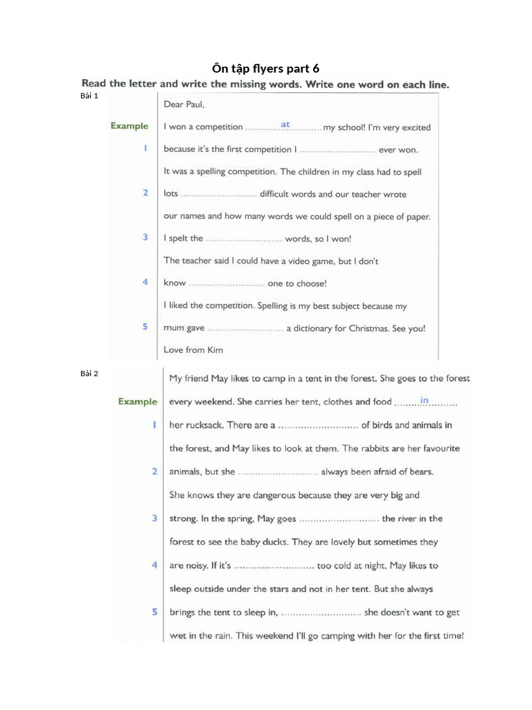 Ôn Tập Flyers Part 6 | PDF